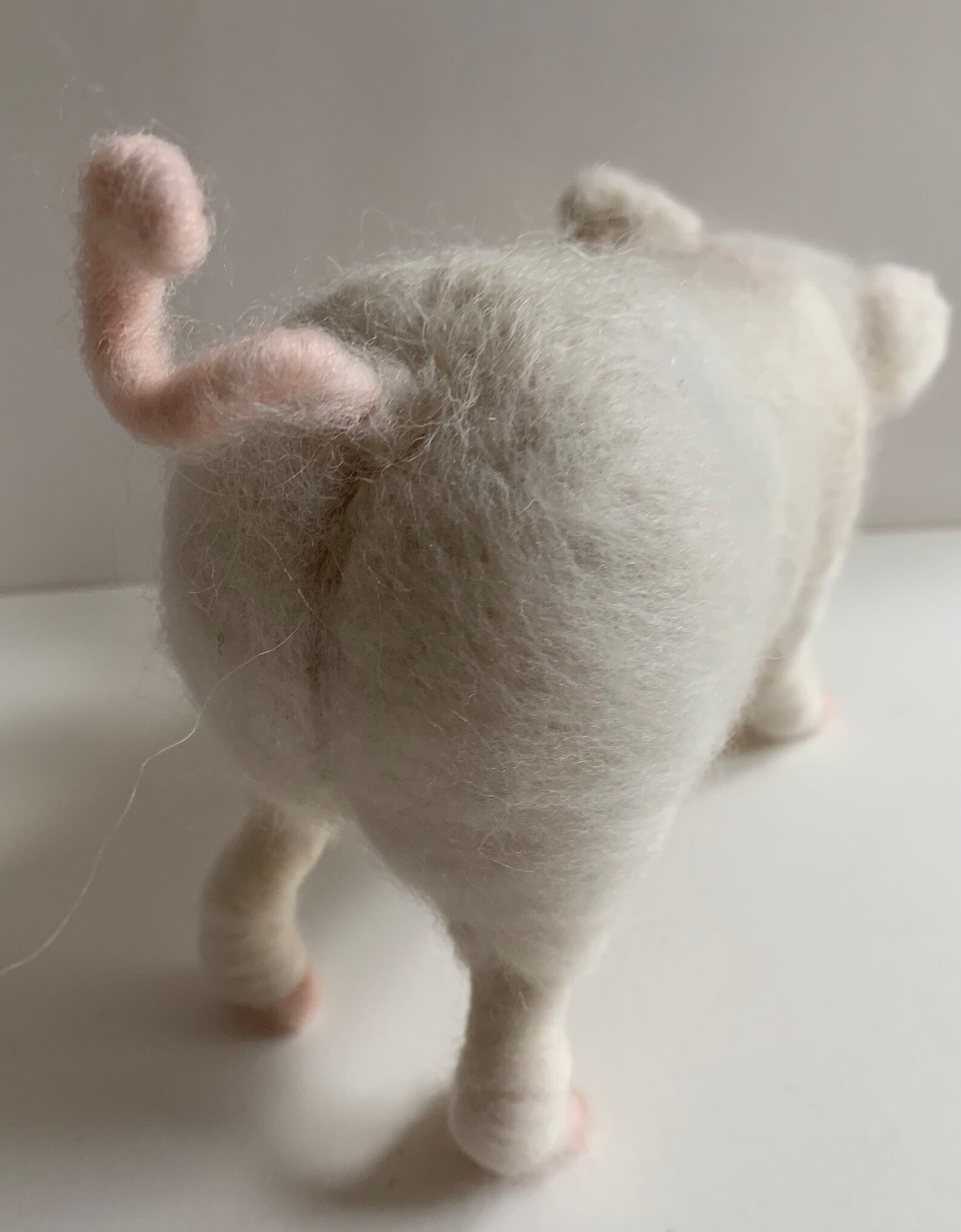 Domestic White Sculptured Needle Felted Pig, Merino Wool, Armature ...