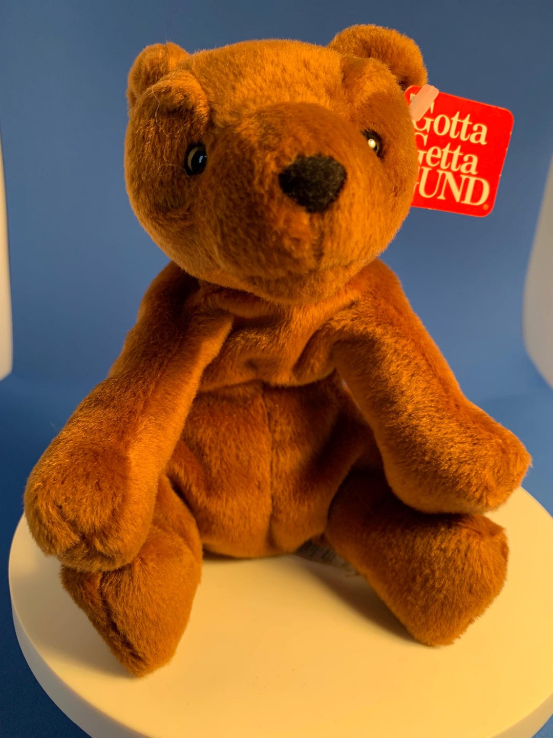 Vintage GOTTA GETTA GUND, Name is Slider, Brown Bear, 8" Beanie Plushie ...