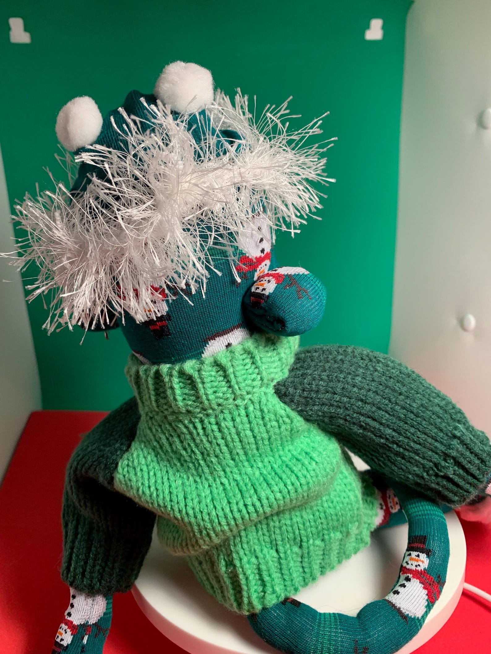 Handmade Original Winter Themed Sock Monkey, Elf, Plush 16" Brand New ...