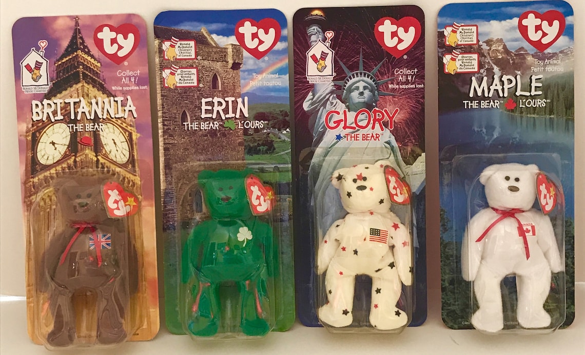 Mcdonalds 1999 Ty Beanie Babies Set of 4, Glory, Maple, Erin, Britannia ...