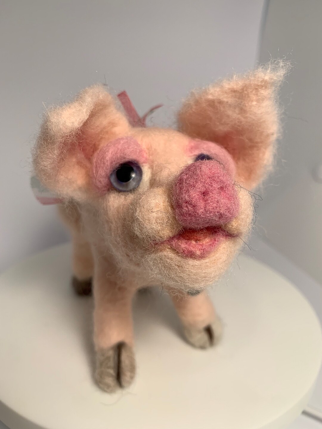 Pink Piggy Needle Felted Sculpture, Pig Collectors, Handmade Original ...