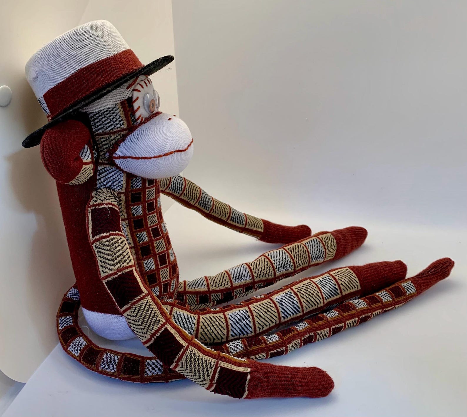 Goofy Sock Monkey, Huggable Stuffed Handmade, All Ages, Folk Art Style ...