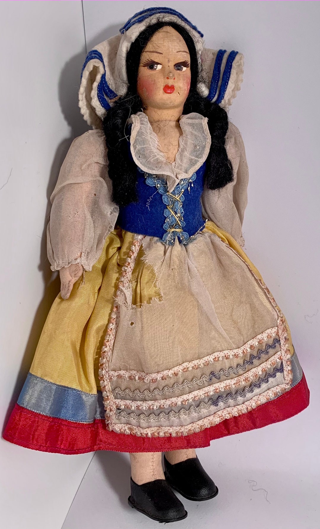 Vintage International Cloth Doll, Painted Features, Sculpted Face, - Etsy