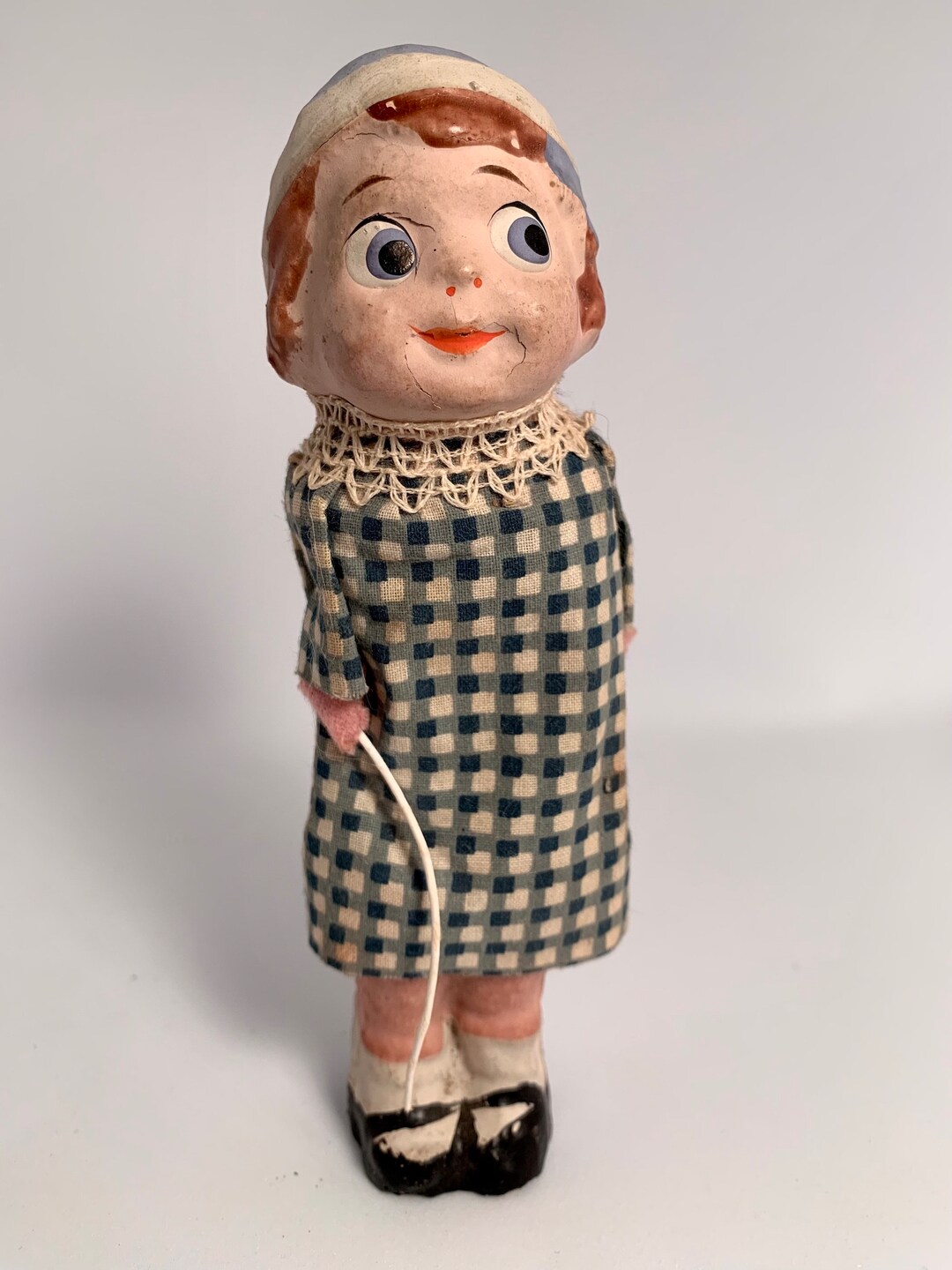 1920-30 Antique Clay Squeak Doll, Google Eyes, Japan Sticker, RARE Find ...