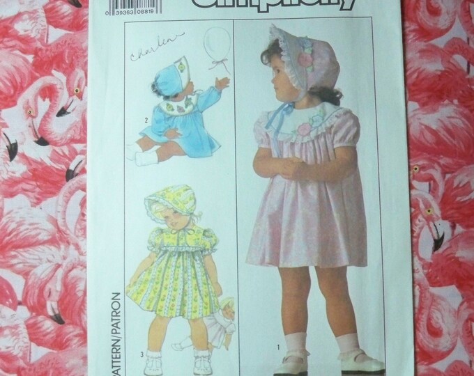 Uncut Simplicity 9130 Toddlers' Dress, Hat and Applique Size 1/2 and 1 ...