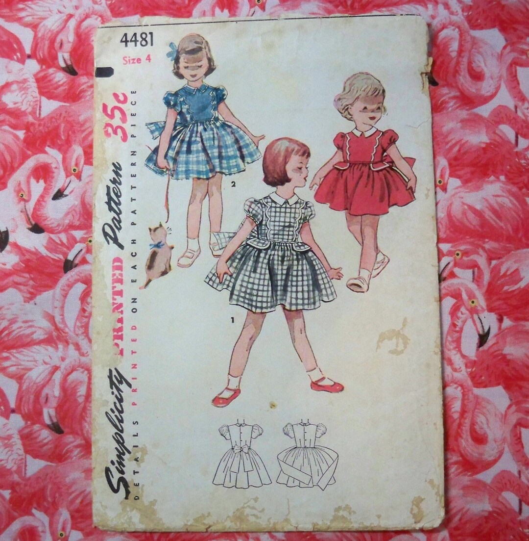 Vintage Simplicity 4481 Child's One-piece Dress. Size 4 1950's - Etsy