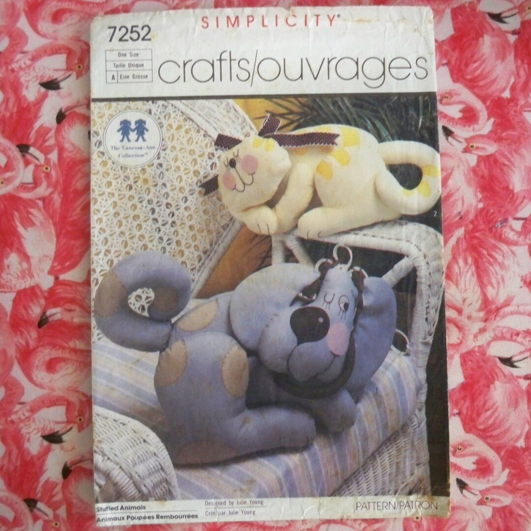 Simplicity 7252 Sewing Pattern Cat and Dog Stuffed Animals the Vanessa ...
