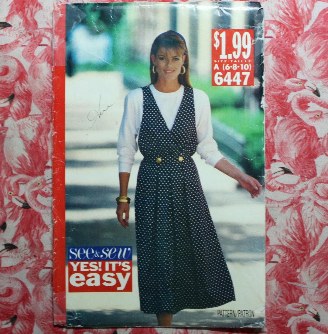 Uncut Butterick 6447 Misses Mock Front Jumper and Top Size 6, 8, 10 See ...