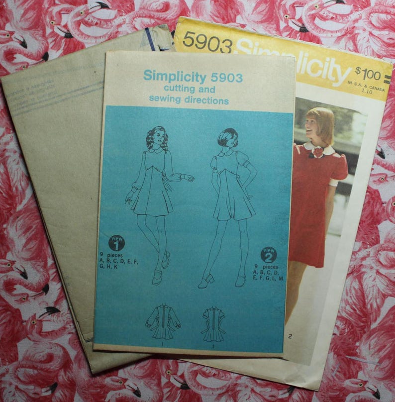 Vintage Simplicity 5903 Misses' Short Dress Size 12 Bust 34" A Pattern ...