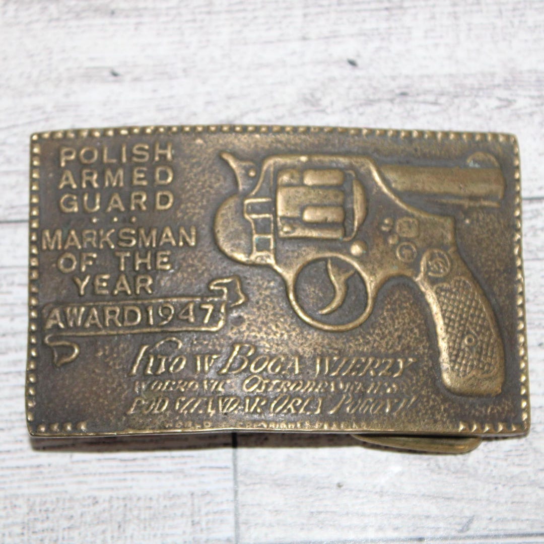 Vintage Brass Polish Armed Guard Marksman of the Year Award 1947 Belt ...