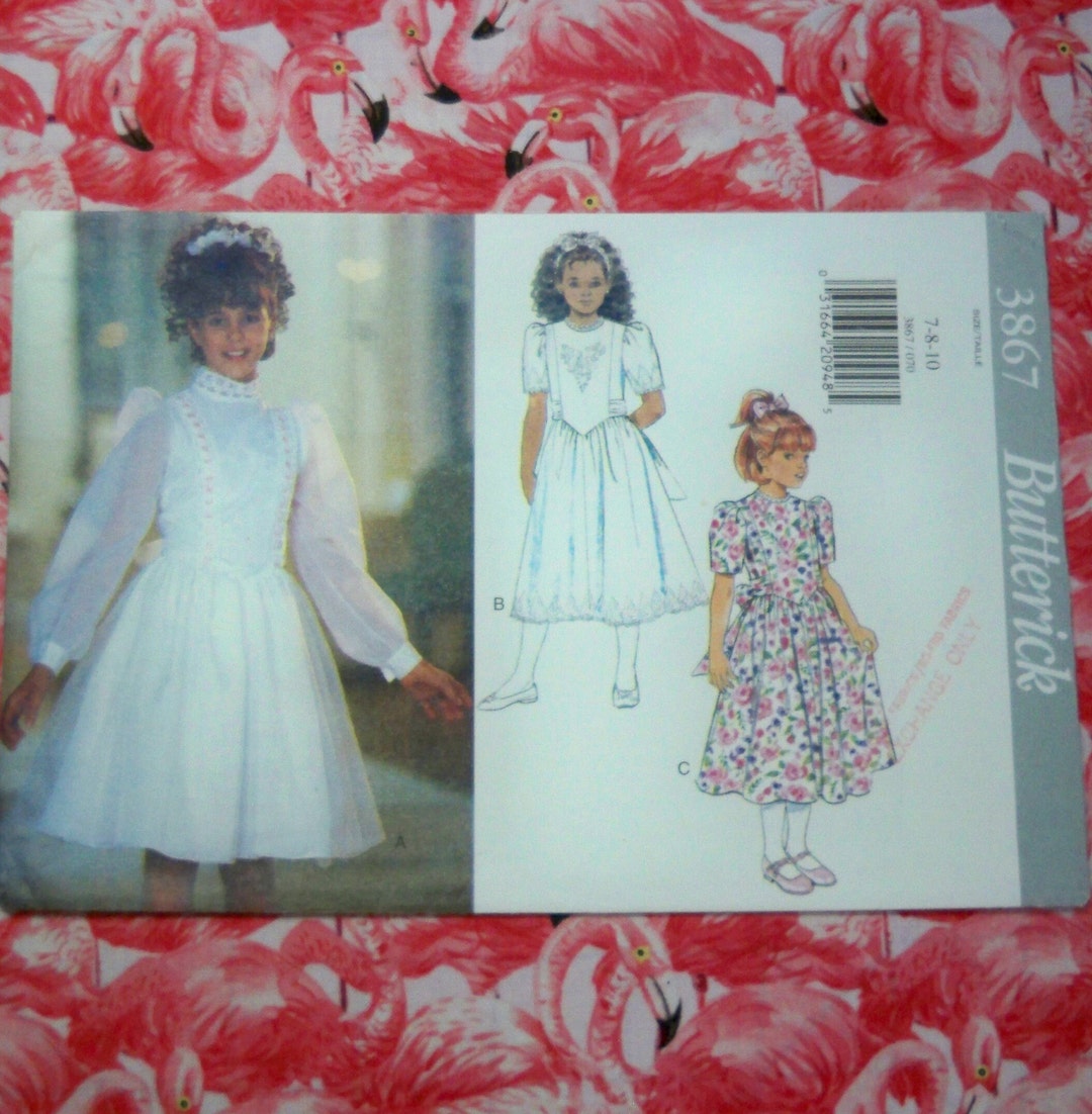Uncut Butterick 3867 Girls' Dress Size 7, 8, 10. - Etsy