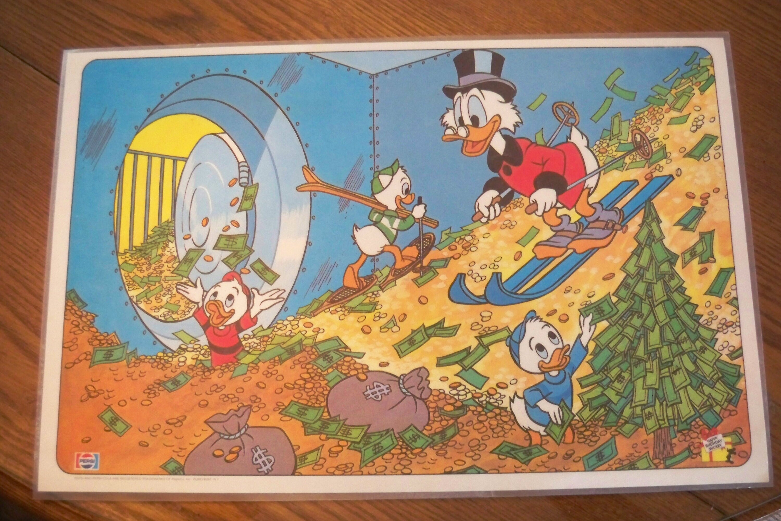Vintage Disney Pepsico Placemats Mickey Mouse Goofy Daisy, Scrooge Happy Birthday Mickey Set of ...