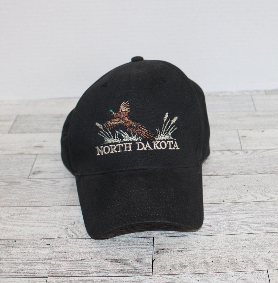 Vintage North Dakota Black Baseball Cap With Pheasant and Wheat Stalks ...