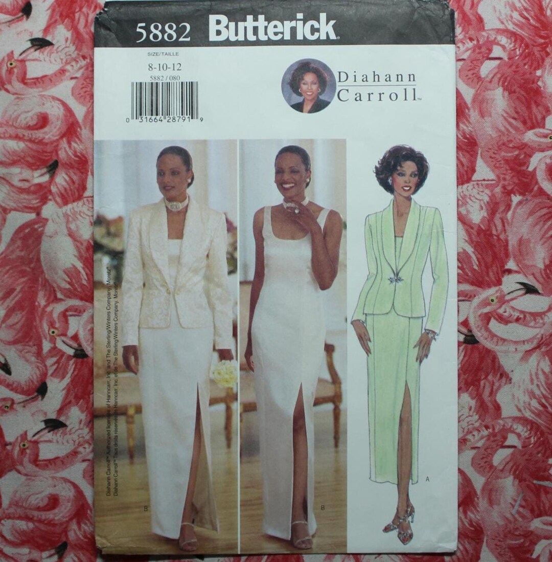 Uncut Butterick 5882 Misses' Jacket and Dress Size 8, 10, 12 Diahann ...