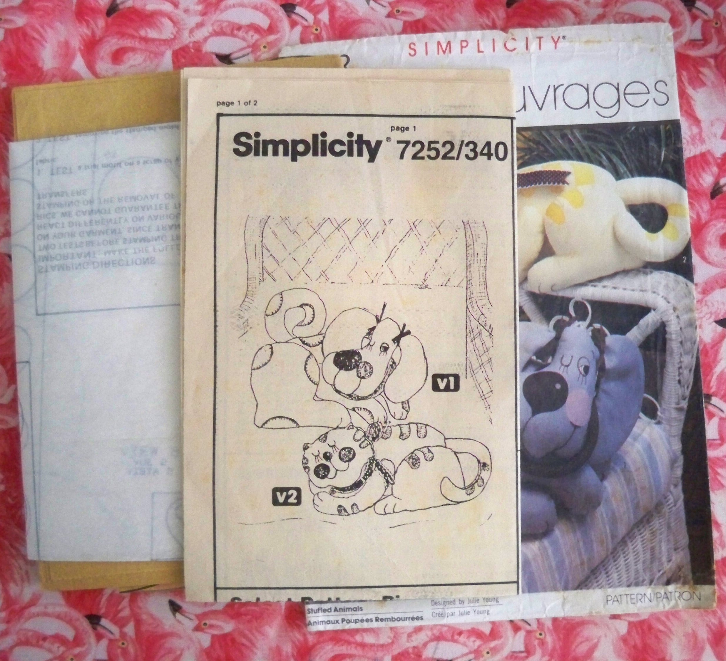 Simplicity 7252 Sewing Pattern Cat and Dog Stuffed Animals the Vanessa ...