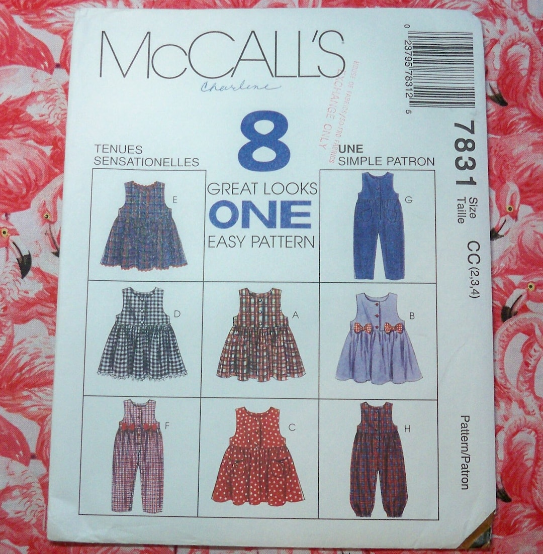 Mccall's 7831 Toddlers' Jumper and Jumpsuit With Optional Snap Crotch ...