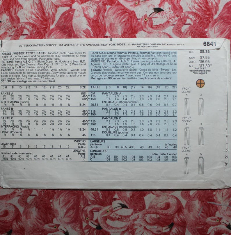 Uncut Butterick 6841 Misses'/miss Petite Pants Size 12, 14, 16 Fast ...