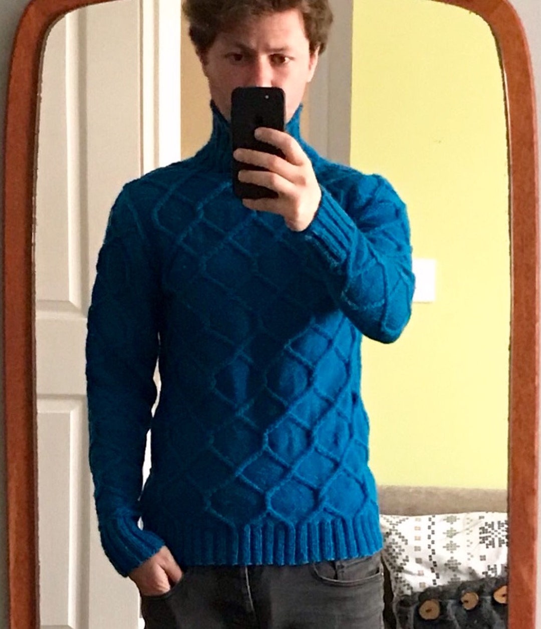 Honeycomb Pattern High Collar Sweater - Etsy