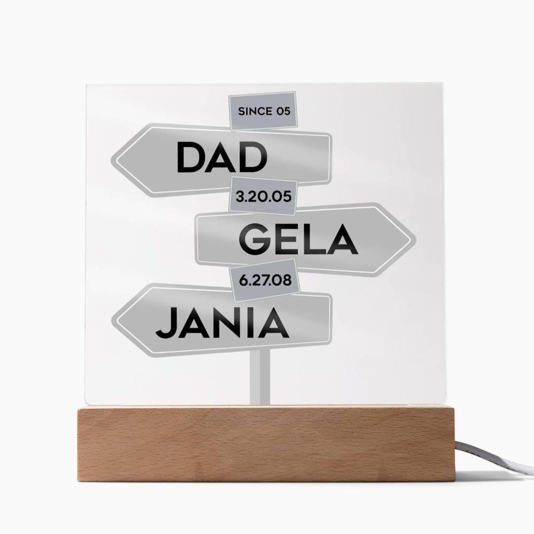 Personalized Acrylic Street Sign LED Light: Dad Gift With Kids' Names ...