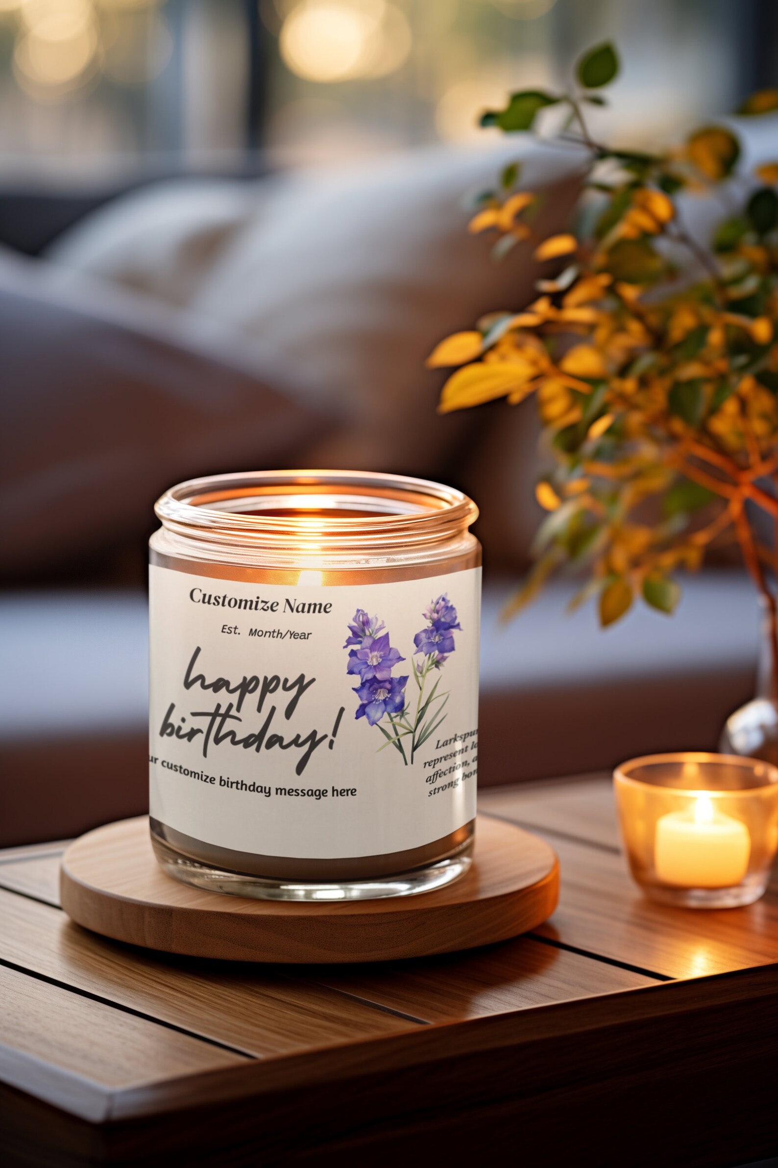 Personalized Birth Flower Candle, Birthday Gift for Her, Sister Gift ...