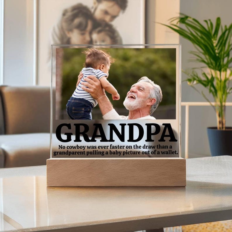 Personalized Grandpa Photo Acrylic Plaque With LED Base - Etsy