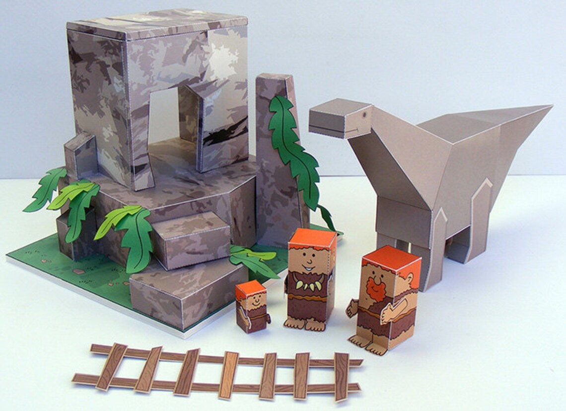 Dino Miniworld Paper Toys - the Cave. Cut, Assemble and Play. Instant ...