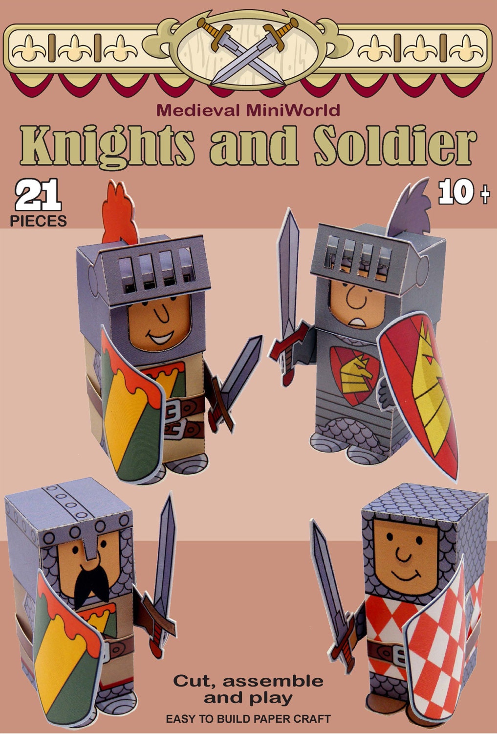 Medieval Knights and Soldier Mini-people Paper Toys. Cut, Assemble and ...