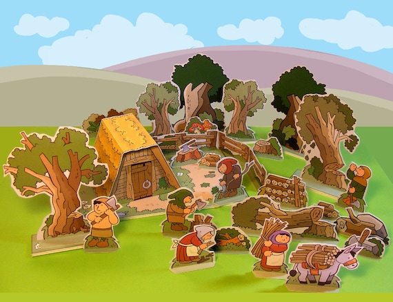 Medieval Village the Woodcutter Cut Out Play Set - Etsy