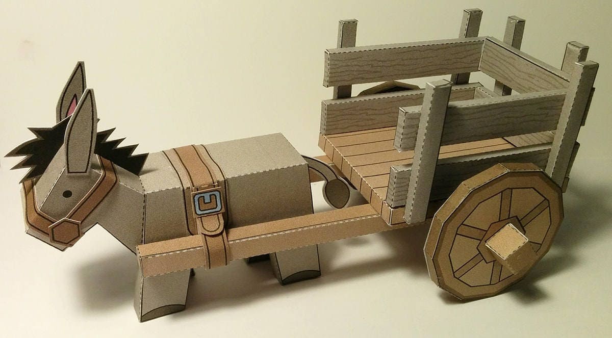 MINIWORLD PAPER TOYS – Donkey Cart – Cut, Assemble and Play. Instant ...