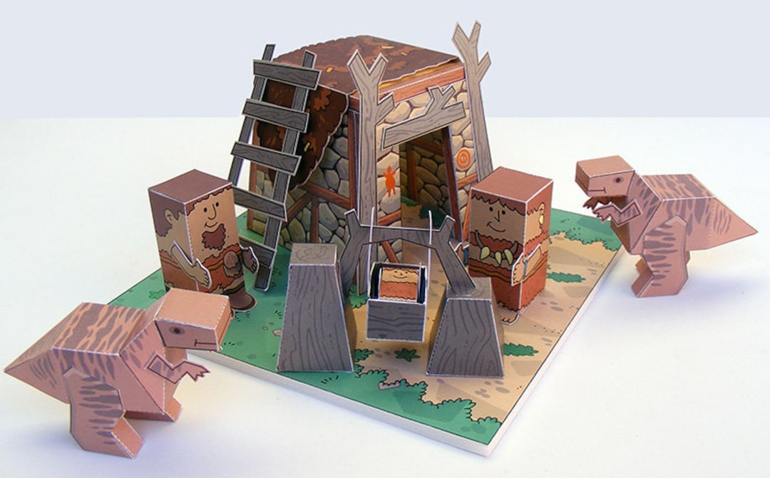 Dino Miniworld Paper Toys - the Hut. Cut, Assemble and Play. Instant ...