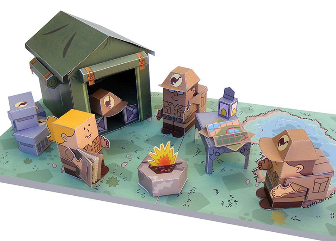 Dino Miniworld Paper Toys - the Camp. Cut, Assemble and Play. Instant ...