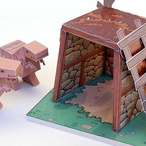 Dino Miniworld Paper Toys - the Hut. Cut, Assemble and Play. Instant ...