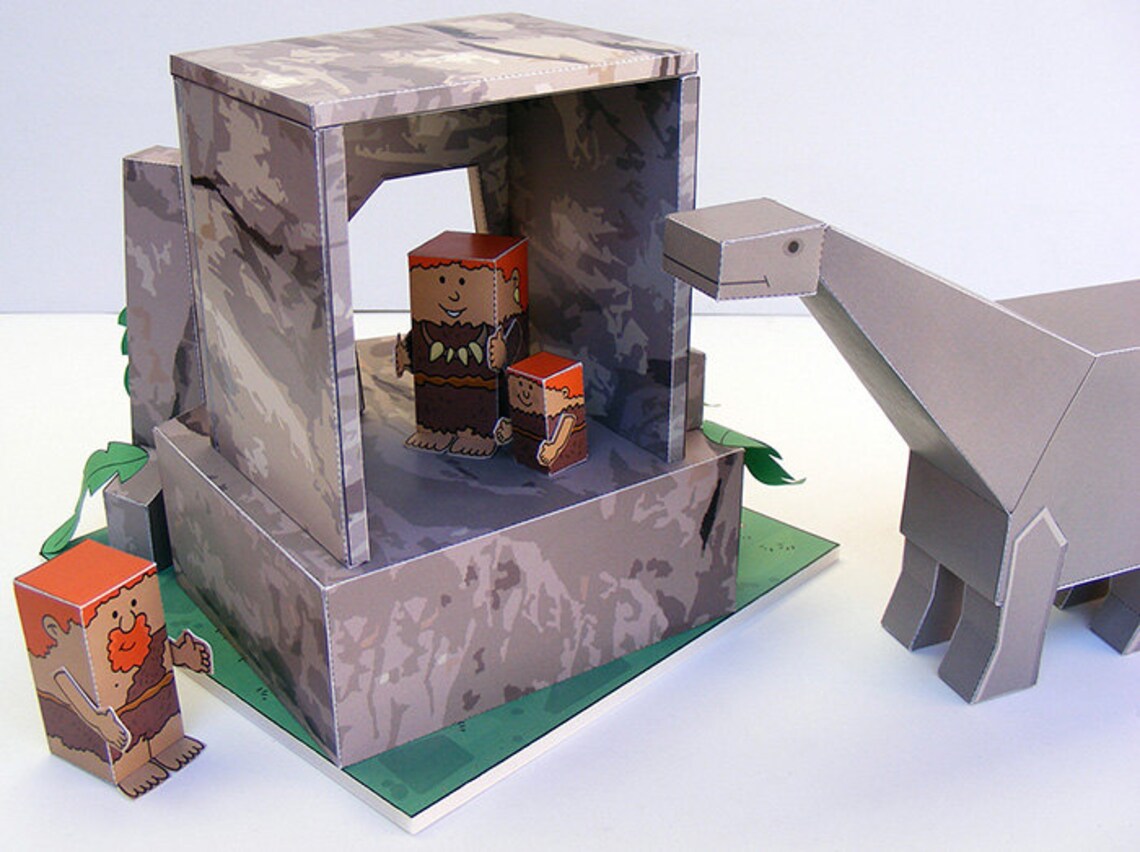 Dino Miniworld Paper Toys - the Cave. Cut, Assemble and Play. Instant ...