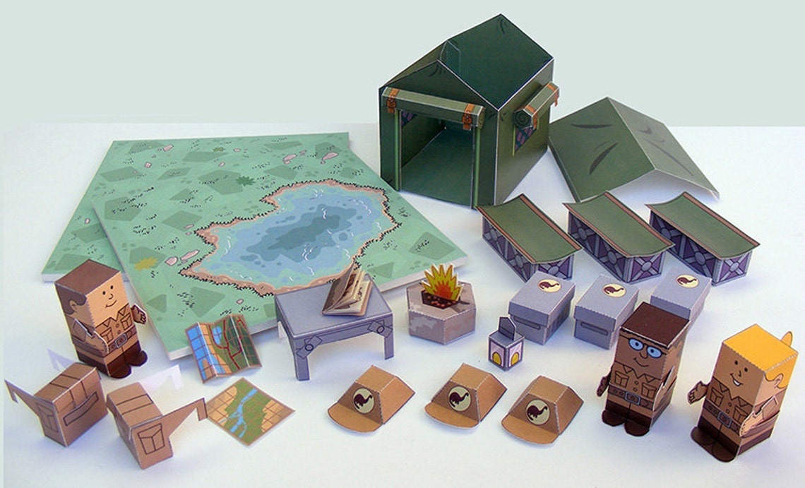 Dino Miniworld Paper Toys - the Camp. Cut, Assemble and Play. Instant ...
