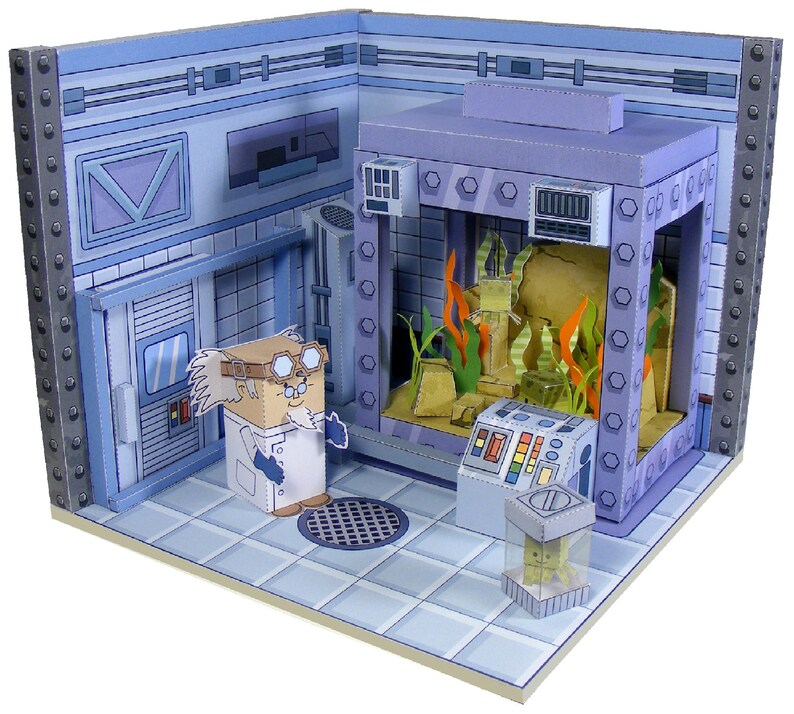 Sci-fi Miniworld Papertoys – the Science Lab. Instant Download - Etsy