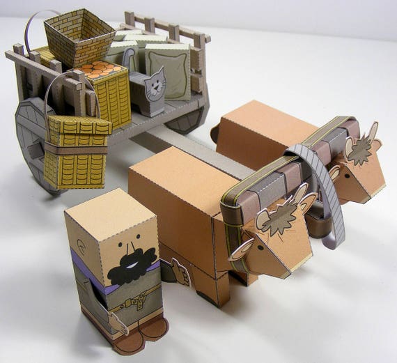 MINIWORLD PAPER TOYS Double Ox-cart Cut Assemble and - Etsy
