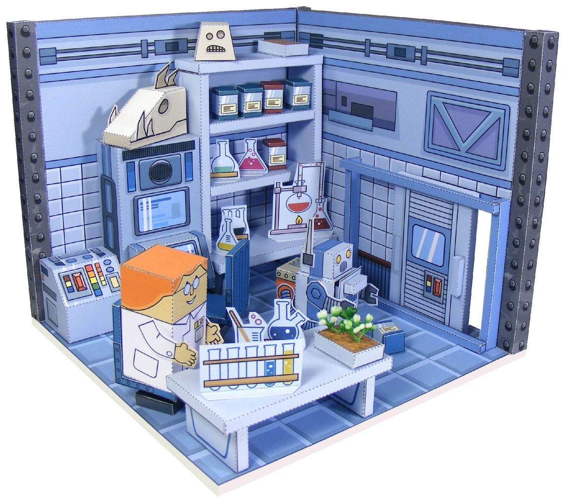 Sci-fi Miniworld Papertoys the Science Lab. Instant Download - Etsy