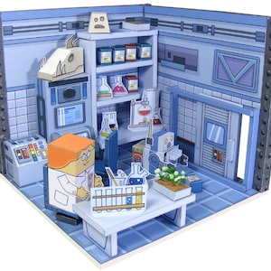 Sci-fi Miniworld Papertoys – the Science Lab. Instant Download - Etsy