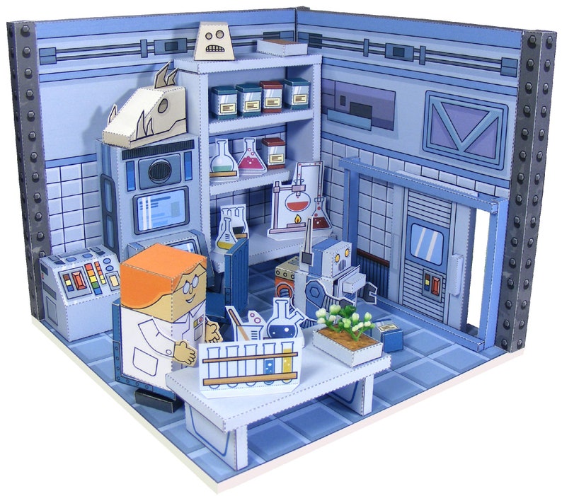 Sci-fi Miniworld Papertoys the Science Lab. Instant Download - Etsy