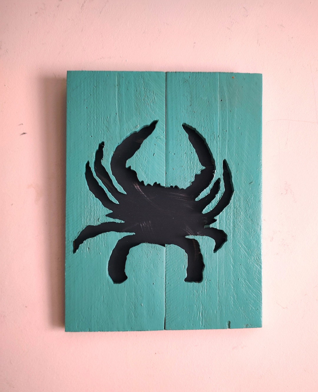 Under the Sea! Crusty Crustacean Blue Crab Sign! Crab Inlaid in Teal ...