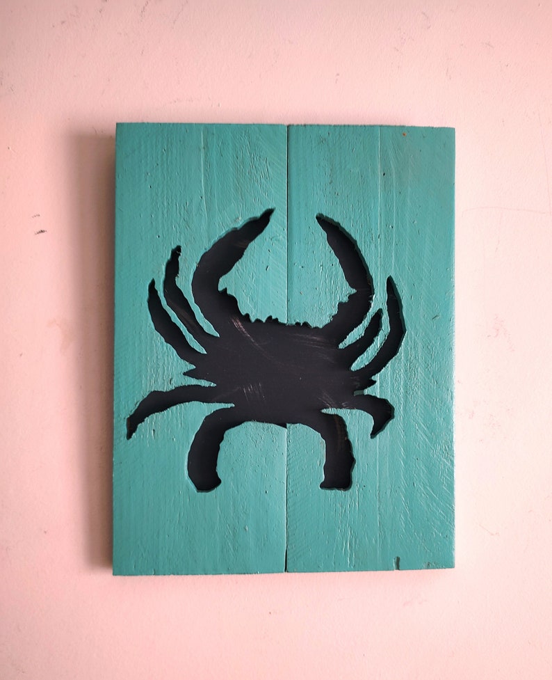 Under the Sea! Crusty Crustacean Blue Crab Sign! Crab Inlaid in Teal ...