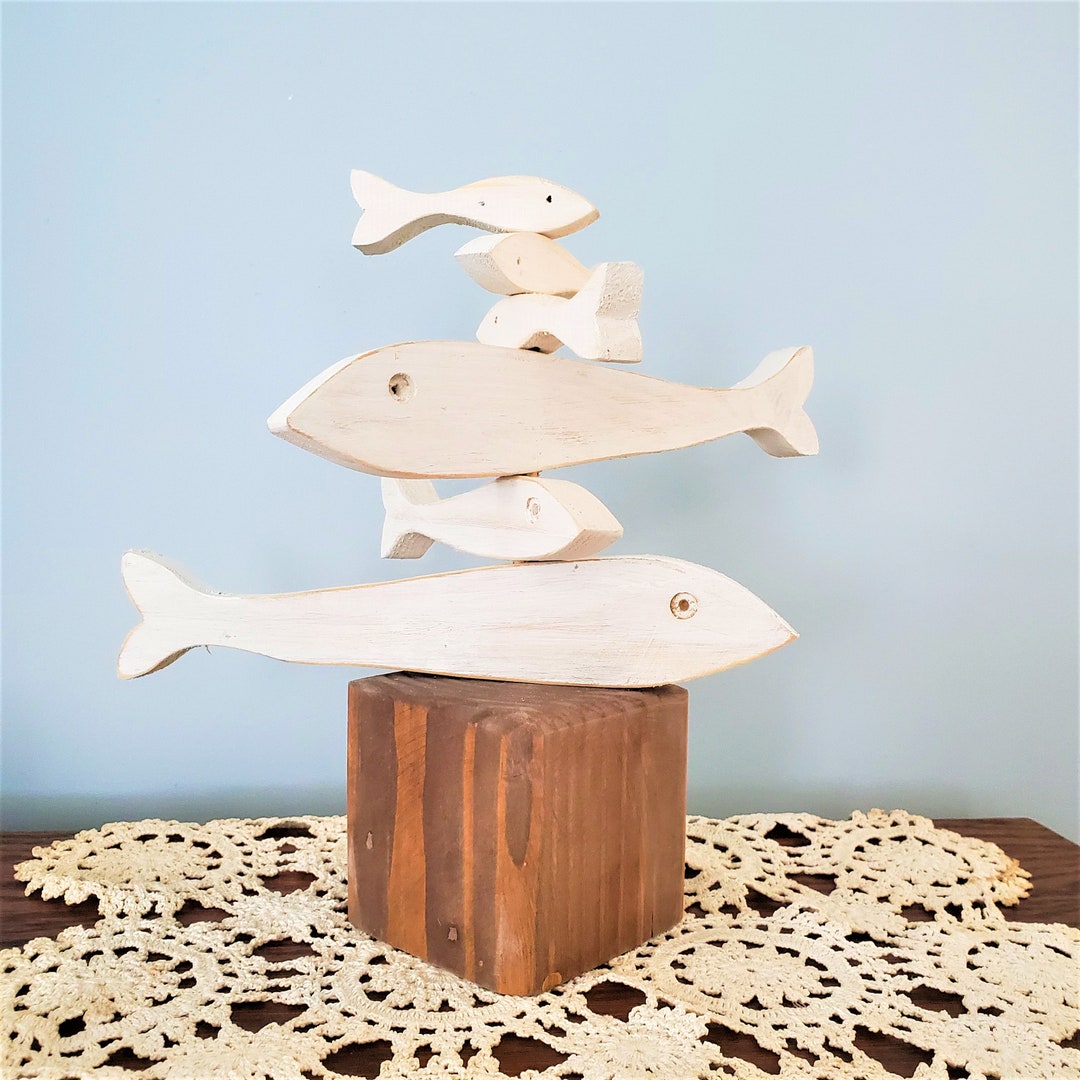 Stacked Wood Fish Family 3D 8x9" Artwork Fish Family Stacked Mommy With ...