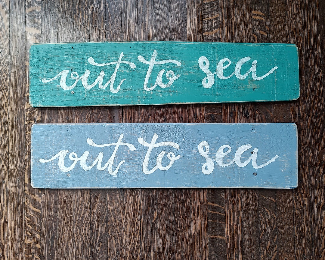 Out to Sea Summertime Fun! Vibrant Teal 21x5"" Out to Sea Sign for ...
