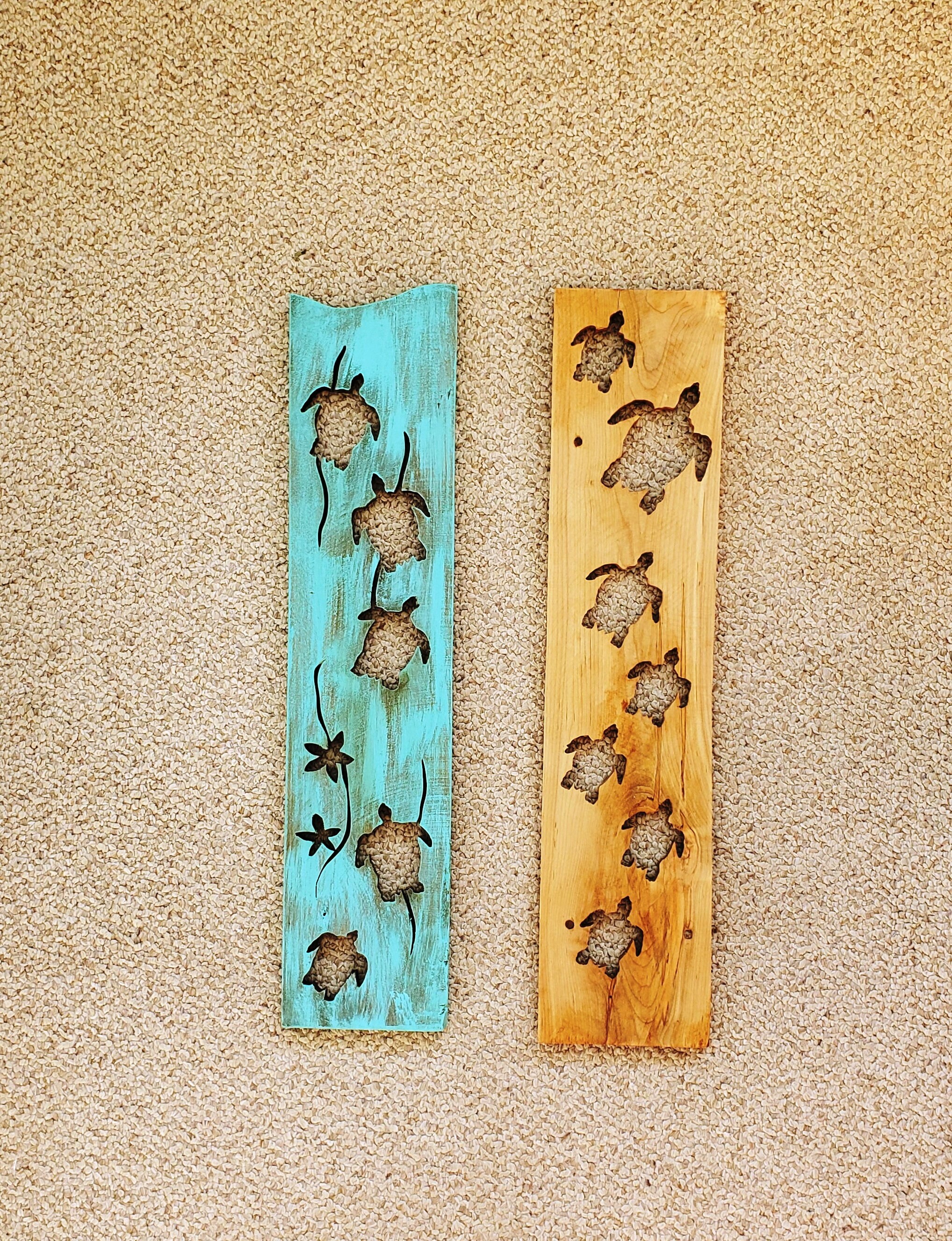 24x6 Teal or Natural Handcut Turquoise Turtles Swimming Upstream ...