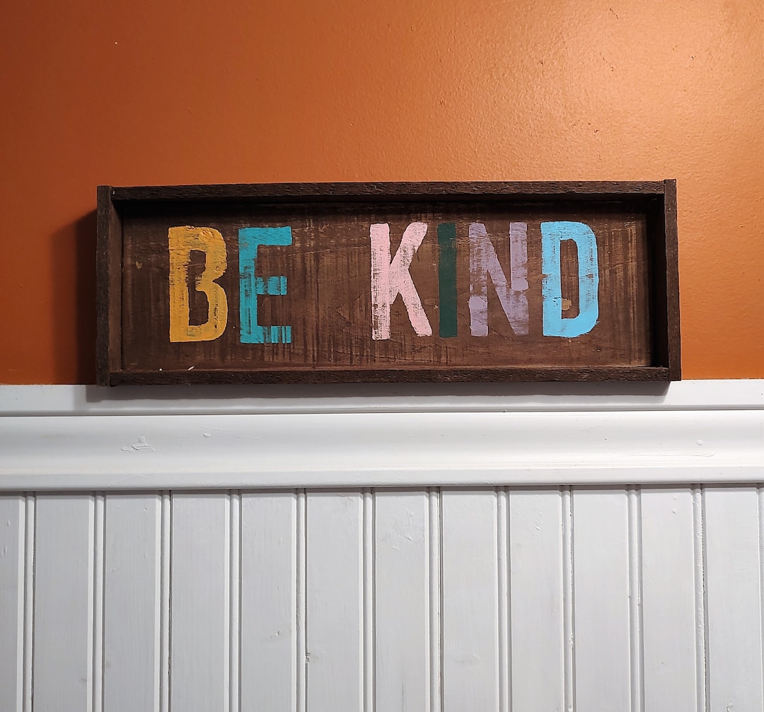 Be Kind Wooden Multi-colored Sign 14x5" Encouragement Wall Hanging - Etsy
