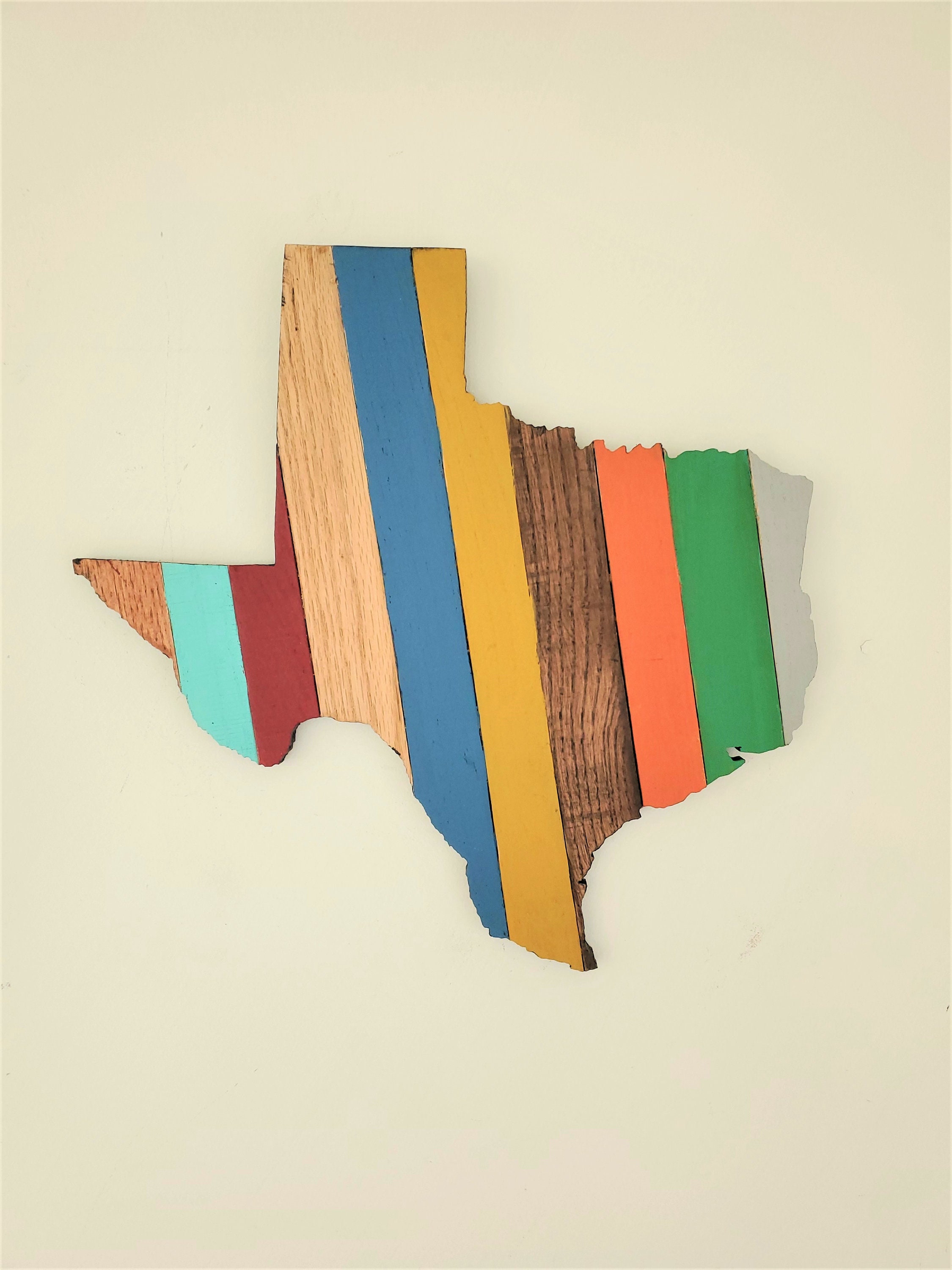 Repurposed Wood Texas Map Art, Colorful State Sign (15x15) - Etsy