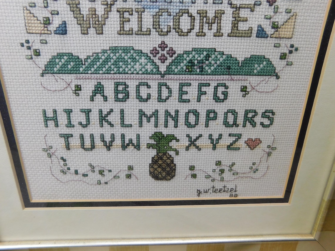 Vintage Counted Cross Stitch Welcome Sampler - Etsy