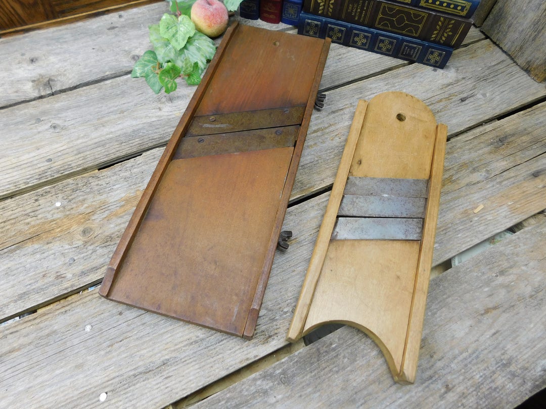 Set of 2 Antique Wood and Metal Slaw Cutters Cabbage Slicers Tucker and ...