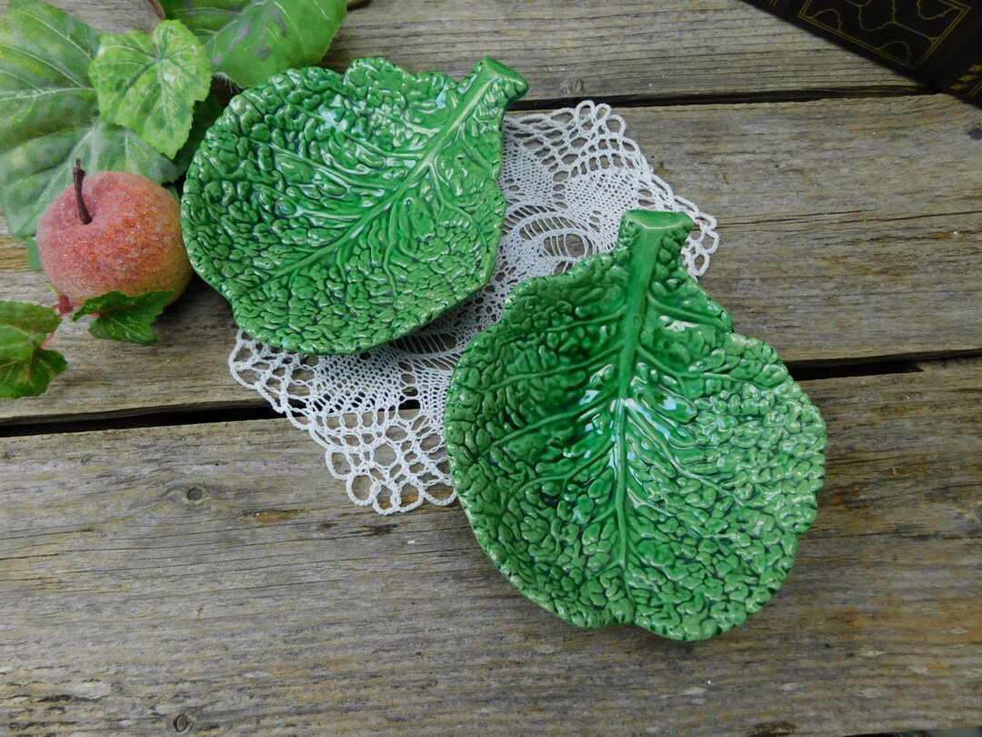 On Sale......set of 2 Handmade Cabbage Leaf Condiments Bowls - Etsy