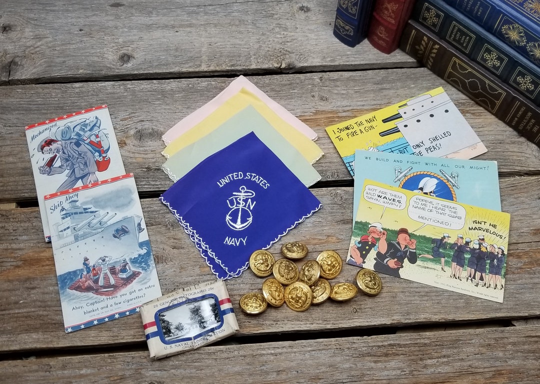 Collection of WWII U.S. Navy Items Waterbury and Vanguard Buttons ...